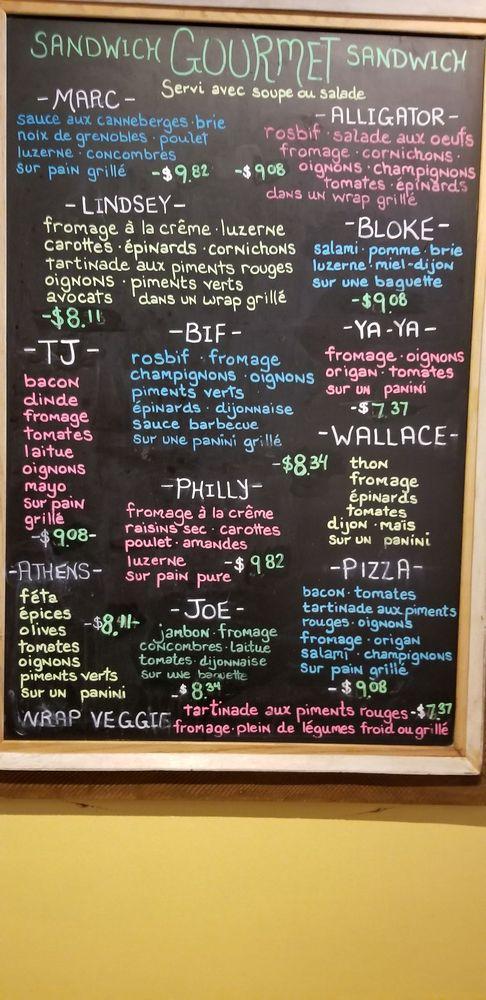 Menu au Café Twigs, Sainte-Anne-de-Bellevue, 85 Sainte Anne St