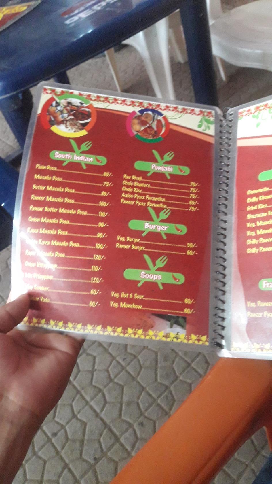 Menu at Centre Forward, Agra