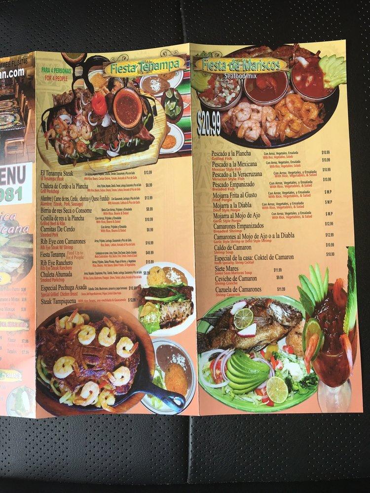 Menu at El Tenampa Mexican Restaurant, Kissimmee, W Irlo Bronson ...