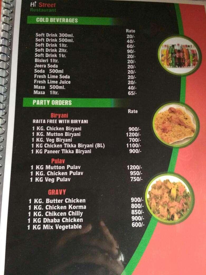 Menu at Hi Street Restaurant, Mumbai