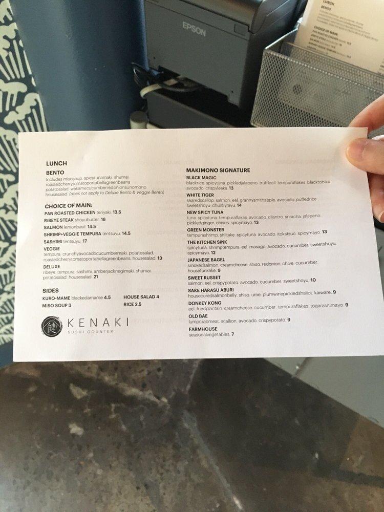 Carta del restaurante KENAKI Sushi Counter, Gaithersburg