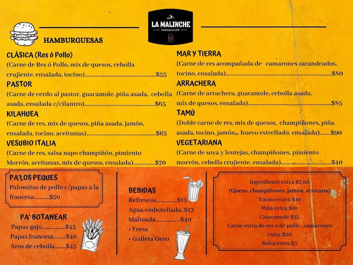 Menu at La Malinche restaurant, Moroleón