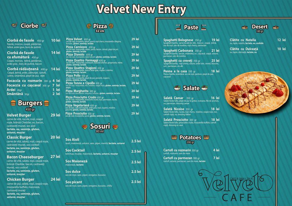 Menu at Restaurant Velvet, Iași