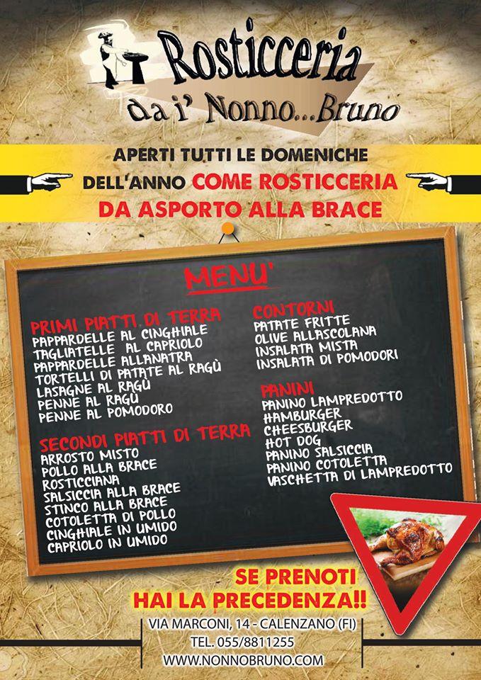 Menu at Rosticceria Nonno Bruno BBQ, Calenzano