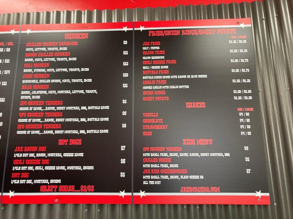 Menu at Jax restaurant, Pearland, E Broadway St Suite 128