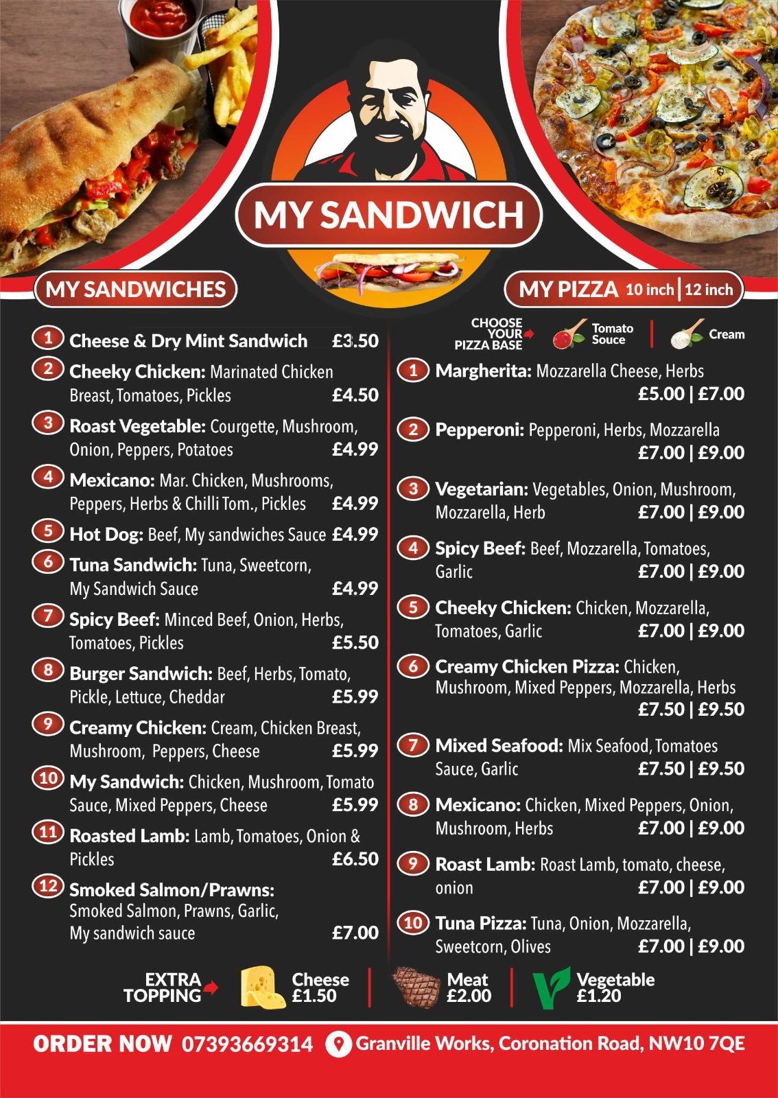 Menu at MY SANDWICH restaurant, London