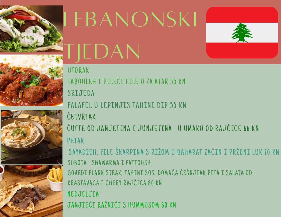 Menu at Bistro Alegria restaurant, Zagreb