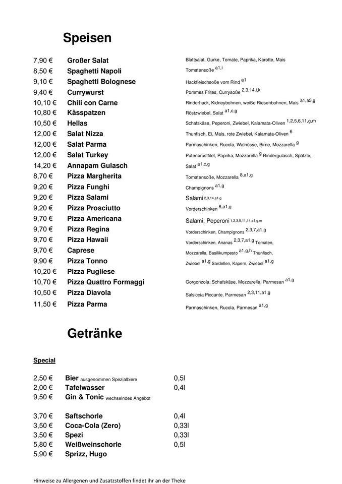 Menu at Annapam. pub & bar, Augsburg