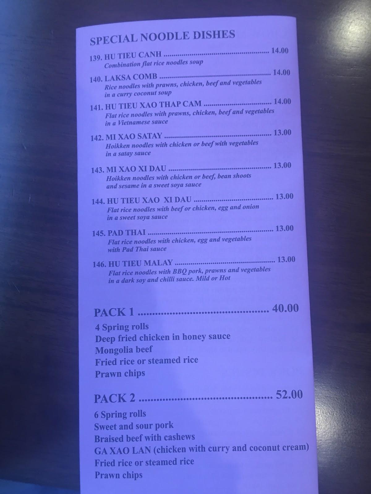 Carta de Anne's Chinese & Vietnamese Restaurant, Moruya, 2/78 Campbell St