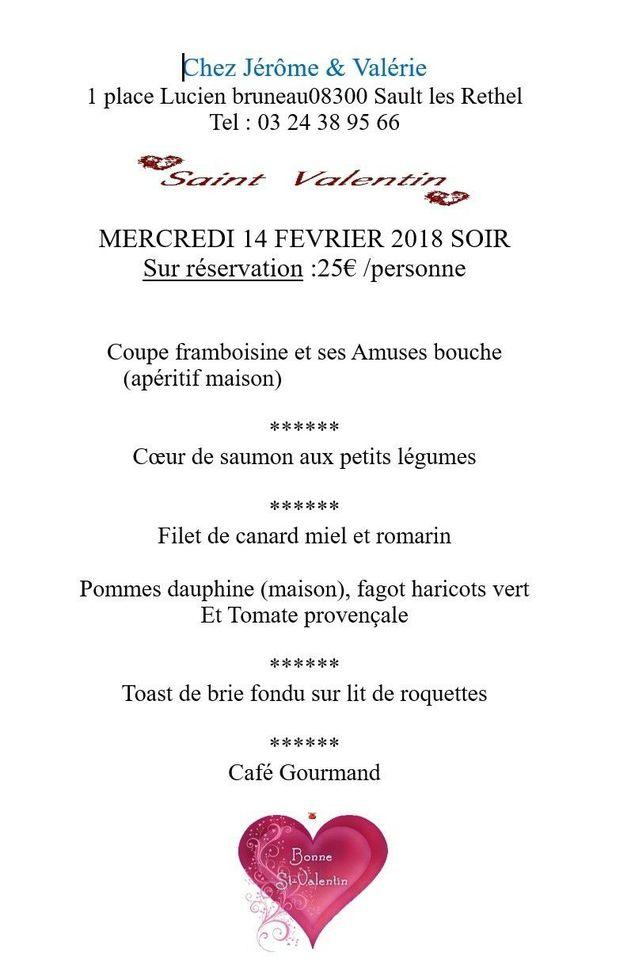 Carta del restaurante Chez Jérôme et Valérie, Sault-lès-Rethel