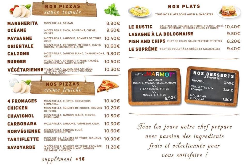 Menu at La Mama restaurant, Breteuil