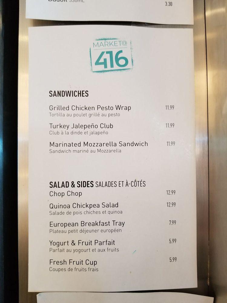 Menu at Market@416 cafe, Toronto