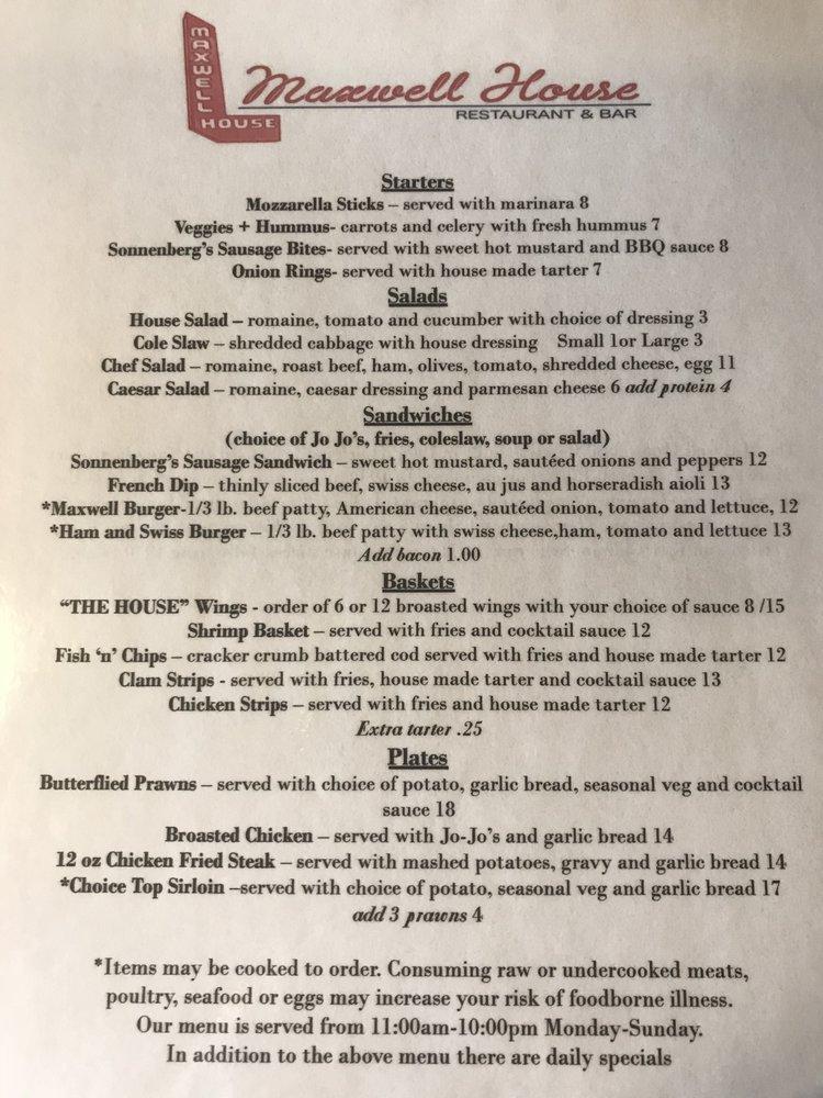 Menu at Maxwell House Restaurant, Spokane