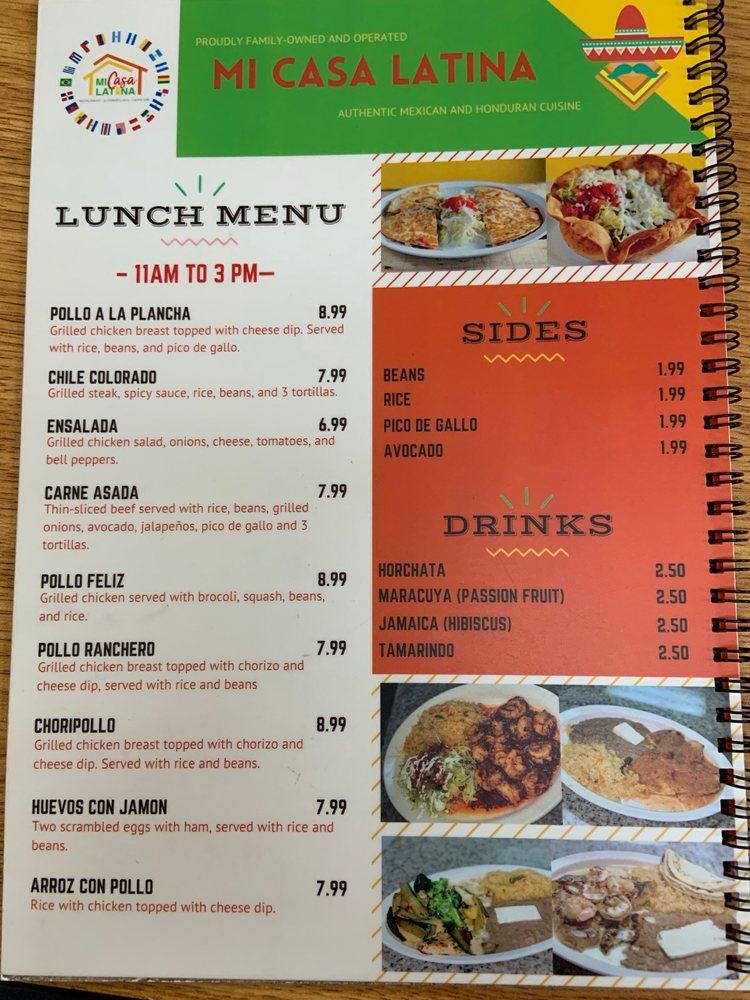 Menu at Casa Maria restaurant, Elgin