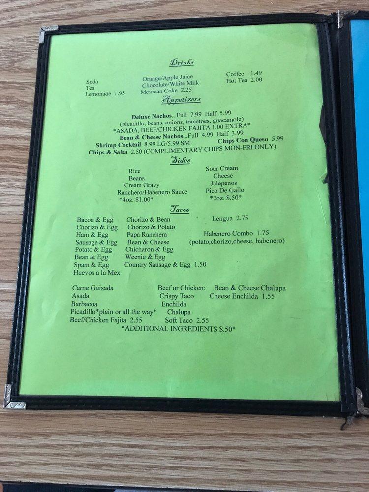 Menu at Pirates Cove Cafe, Lytle
