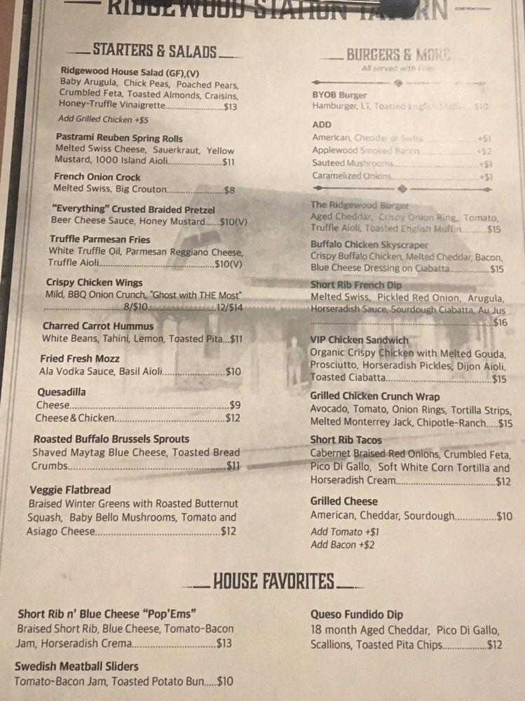 Menu at Ridgewood Station Tavern pub & bar, Wantagh