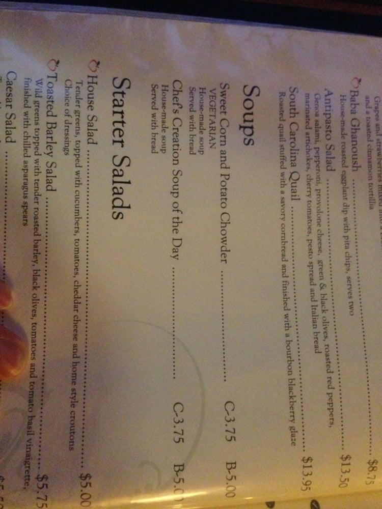Menu at Russell's Fireside Dining Room restaurant, USA