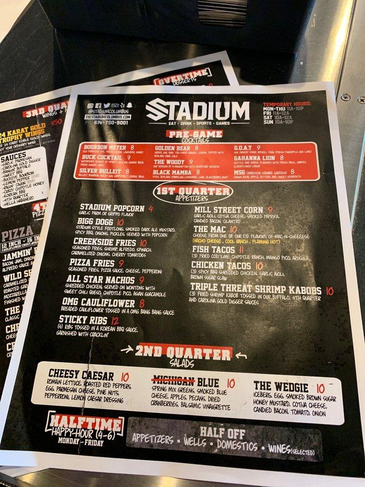 Menu at STADIUM pub & bar, Gahanna