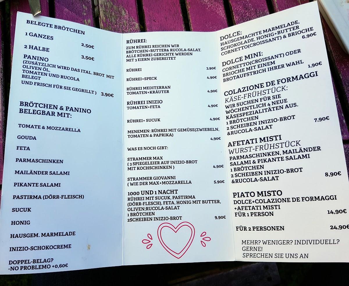 Speisekarte von Inizio EspressoBar, Duisburg