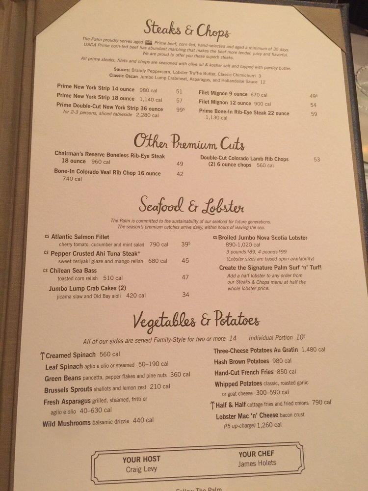 Menu at The Palm – New York steakhouse, West New York, 250 W 50th St