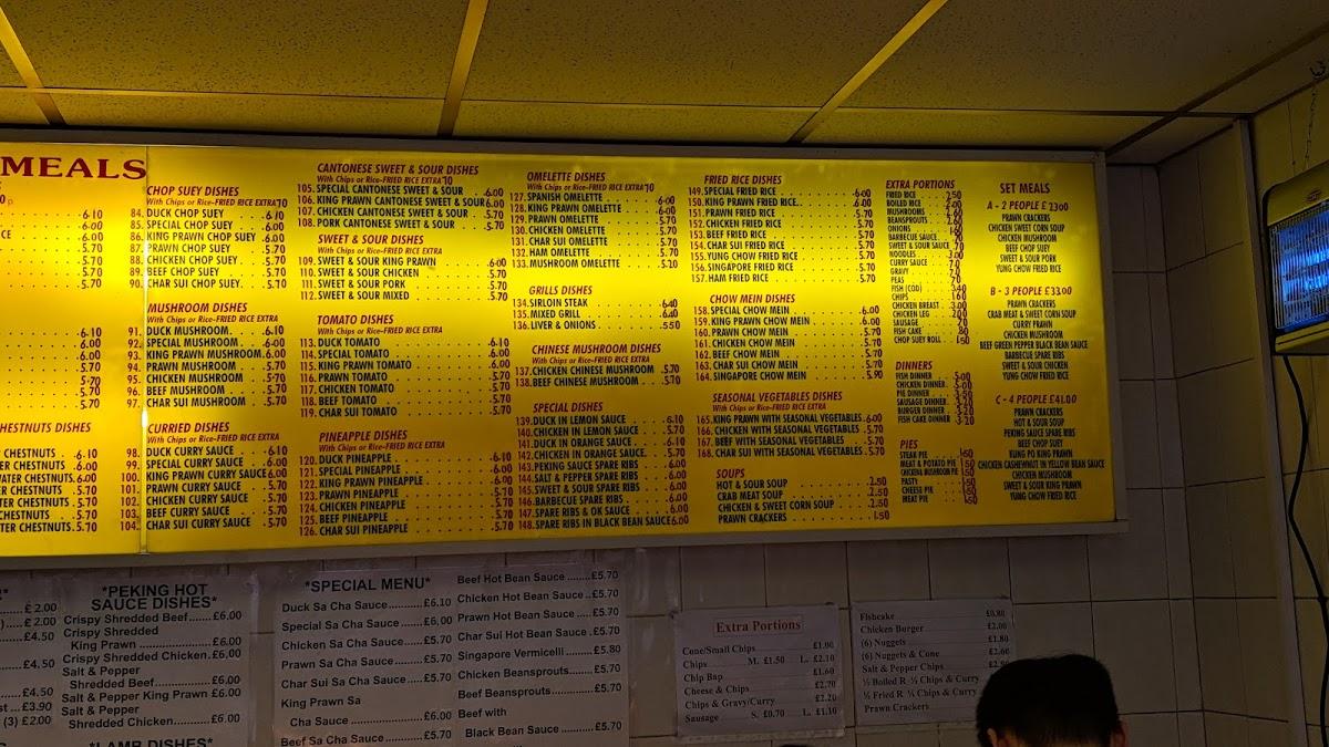 Menu at The River Queen fast food, Shotton