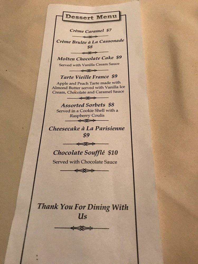 Menu at Chez Max Restaurant, Richmond