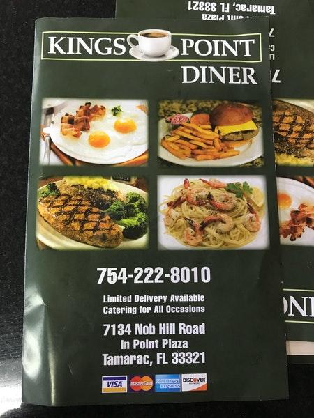 Menu at Kings Point Diner restaurant, Tamarac