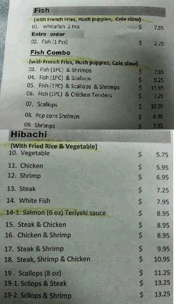 Menu at Massaki Hibachi & Sushi Bar, Danville