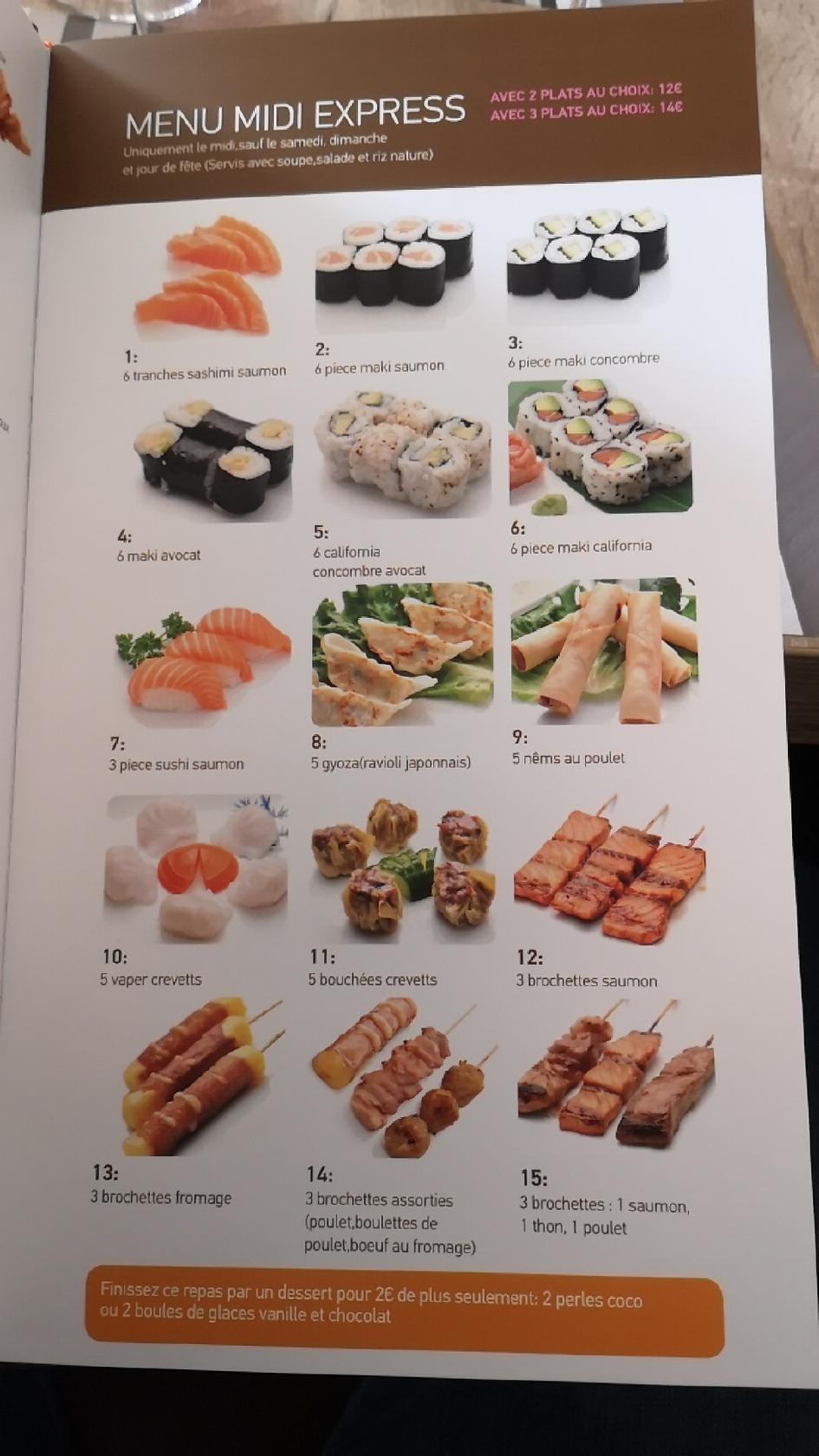 Menu au Poisson Rouge restaurant, Illzach