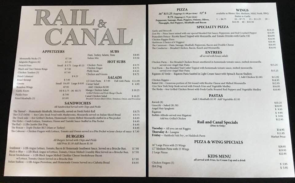 Menu at Rail and Canal pub & bar, Rome