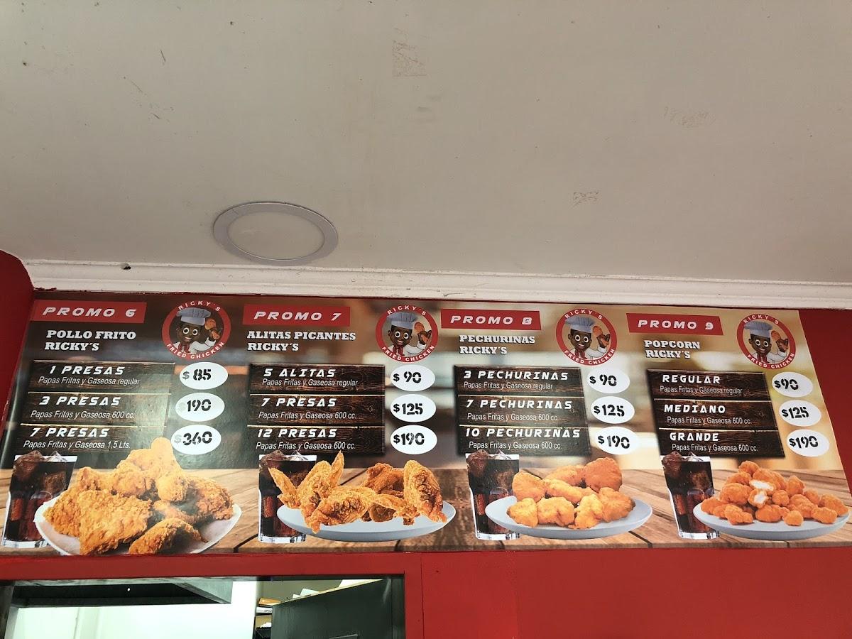 Menu at Ricky's fried chicken restaurant, Buenos Aires