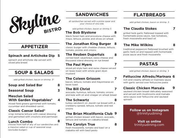 Menu at Skyline Room, San Antonio, Main Wing