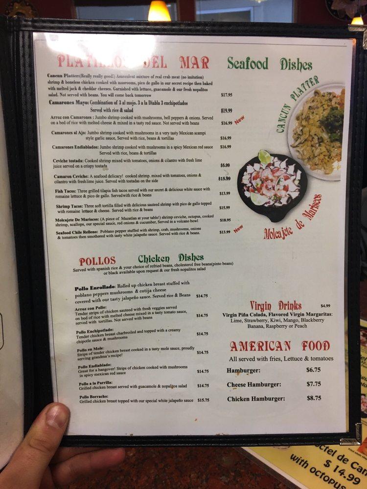 Menu at Casa Mexico restaurant, Eagle