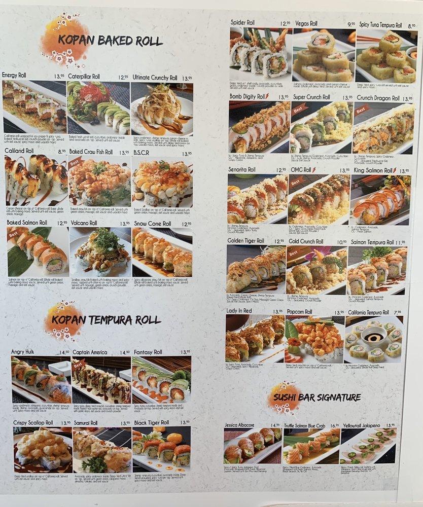 Menu at Kopan Sushi & Ramen restaurant, Whittier, Whittier Blvd ste b