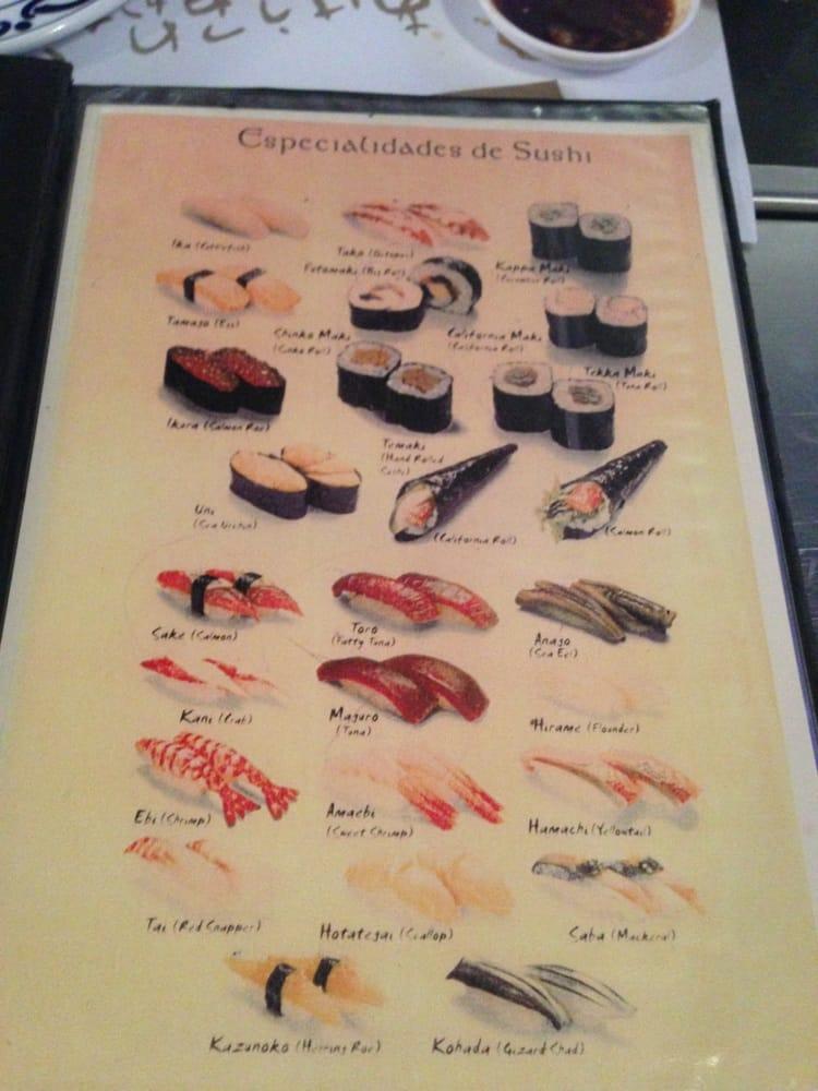 Carta del restaurante Samurai, Sevilla