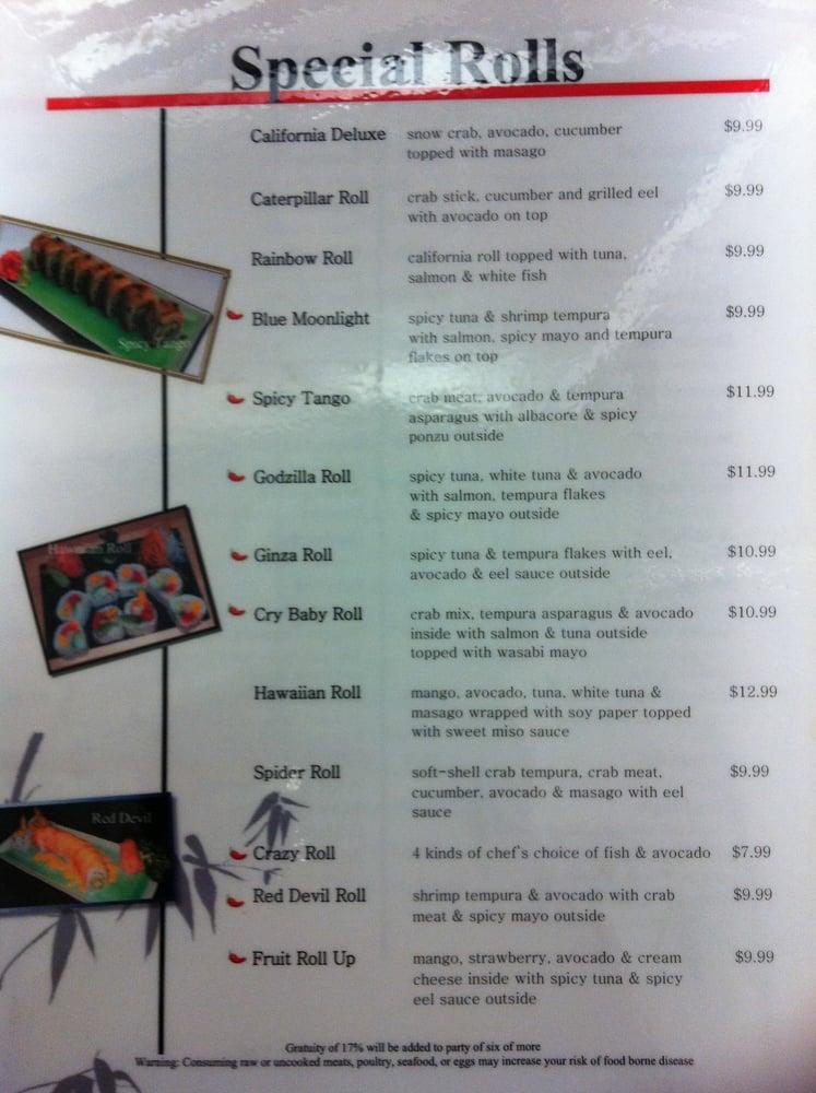 Menu at Sushi NiNi restaurant, Round Rock