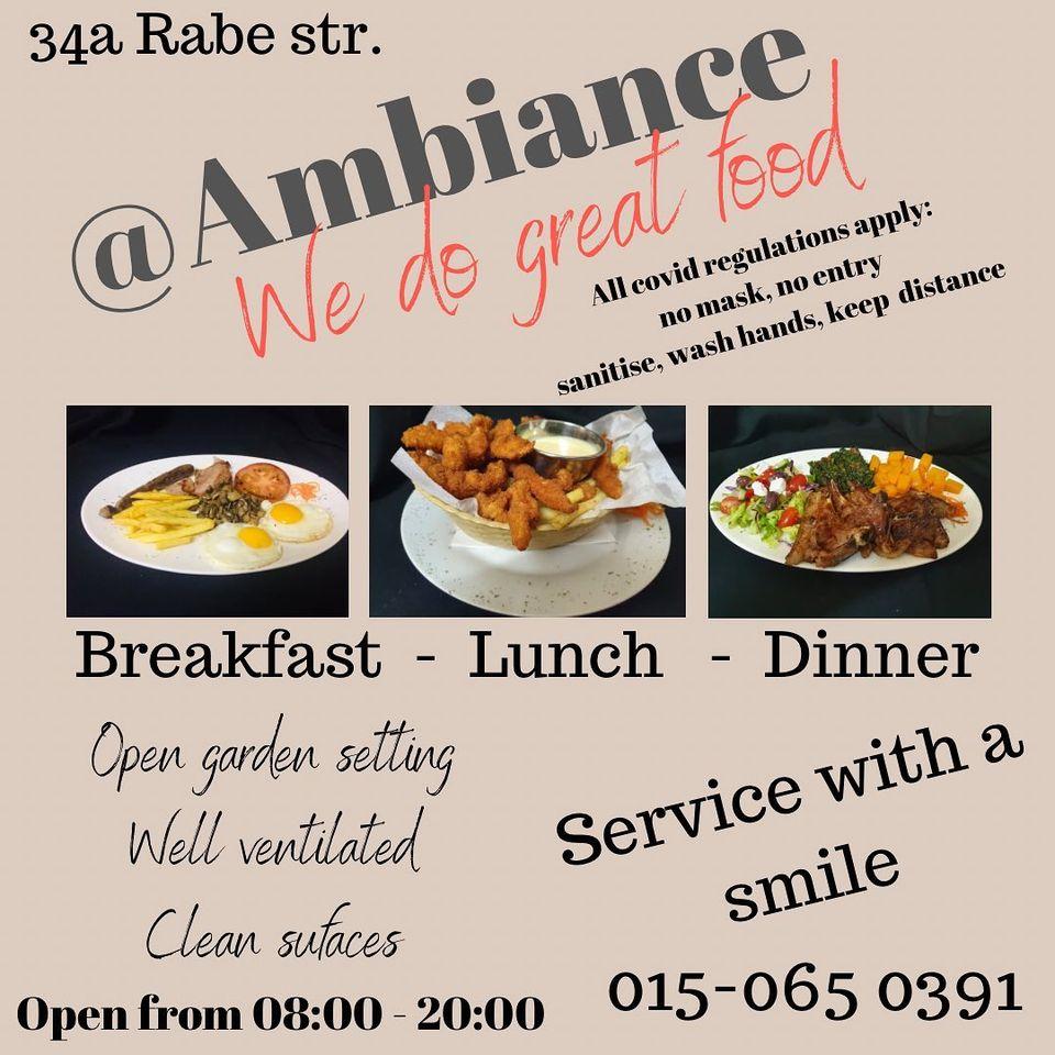 Menu at Ambiance Restaurant, Polokwane
