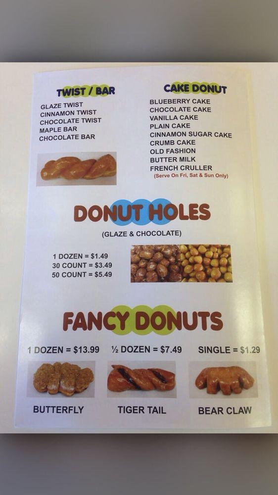 Menu at Best Donuts, Phoenix
