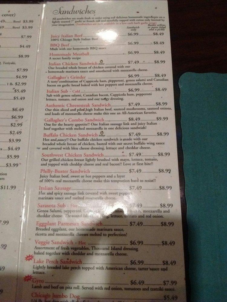 Menu at Gallagher's Pizza - East Green Bay pizzeria, Green Bay, S ...