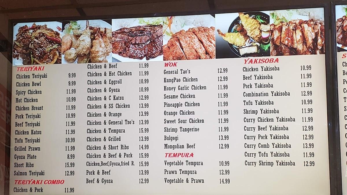 Menu at Kin Ja Teriyaki restaurant, Lakewood