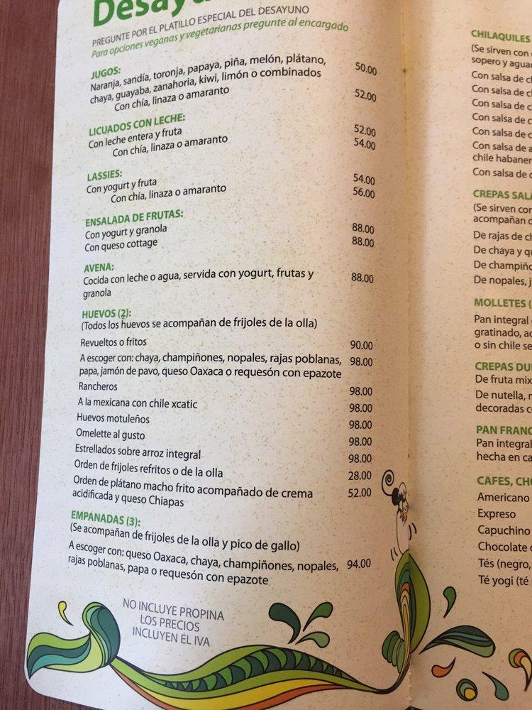 Menu at La Cueva del Chango restaurant, Playa del Carmen, Calle 38 Nte ...