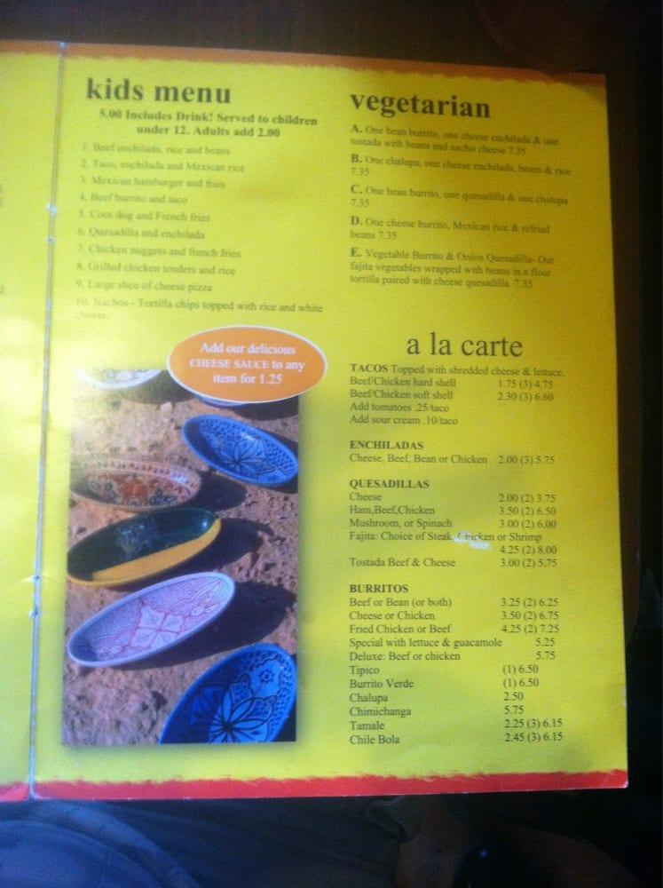 Menu at Las Lomas Restaurante Mexicano, Dyersburg