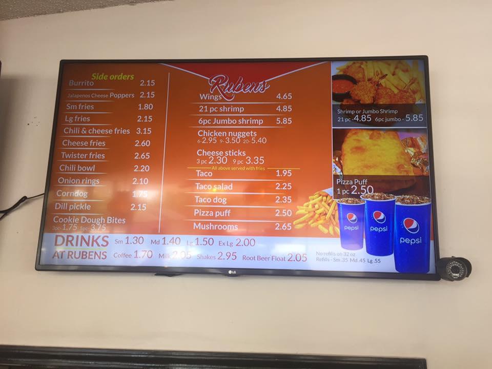 Menu at Ruben's Restaurant, Lake Station