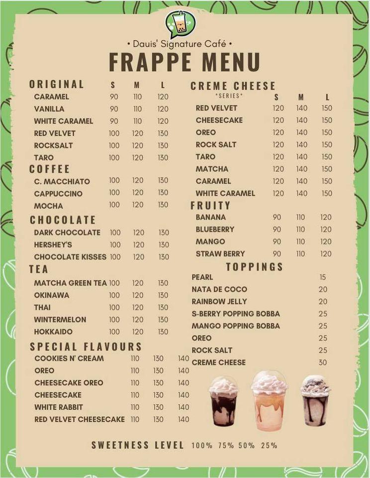 Menu at Tea+Talk Café cafe, Dauis