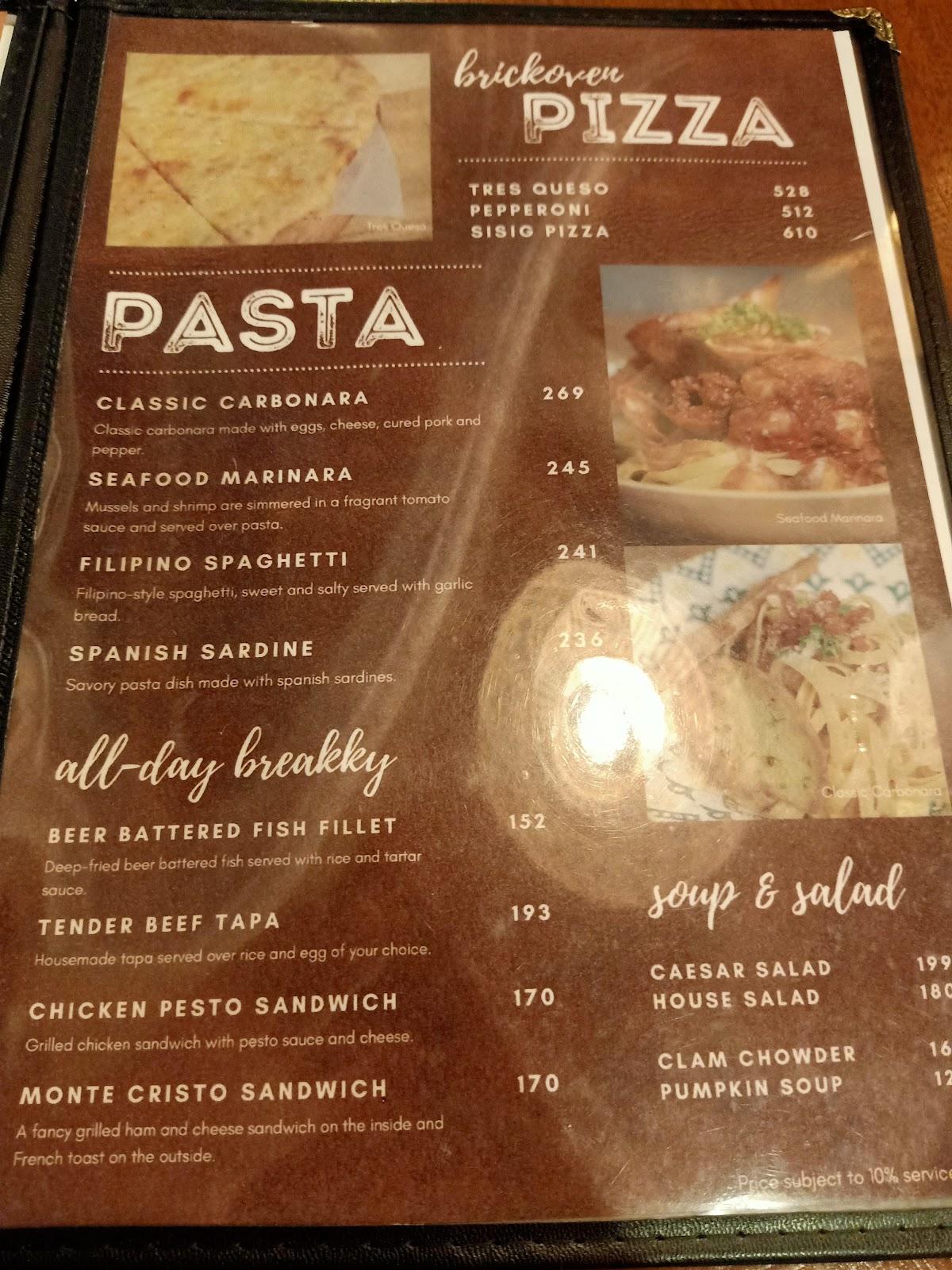 Menu at The Rooftop Bar & Cafe, Antipolo