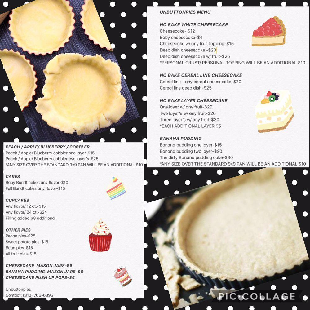 Menu at Unbuttonpies desserts, Las Vegas