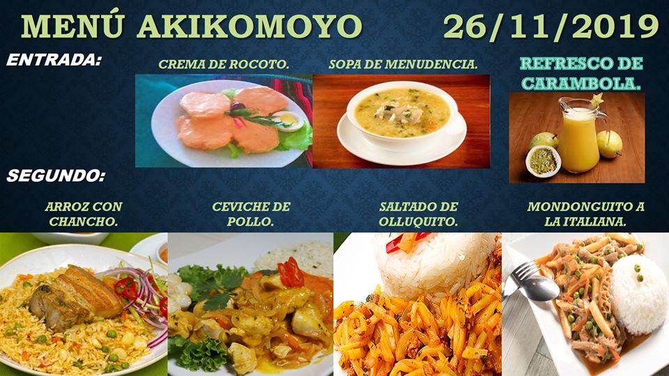 Menu at Akikomoyo restaurant, Chimbote