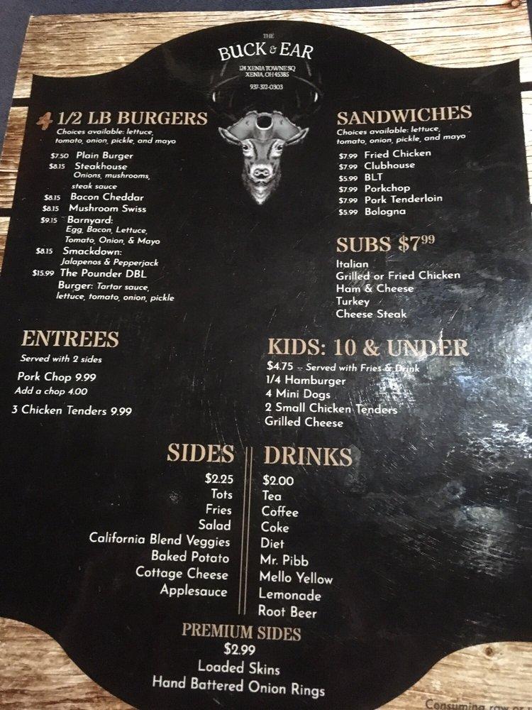 Menu at Buck and Ear pub & bar, Xenia