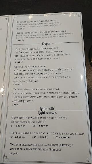 Menu at Höllin restaurant, Ólafsfjörður
