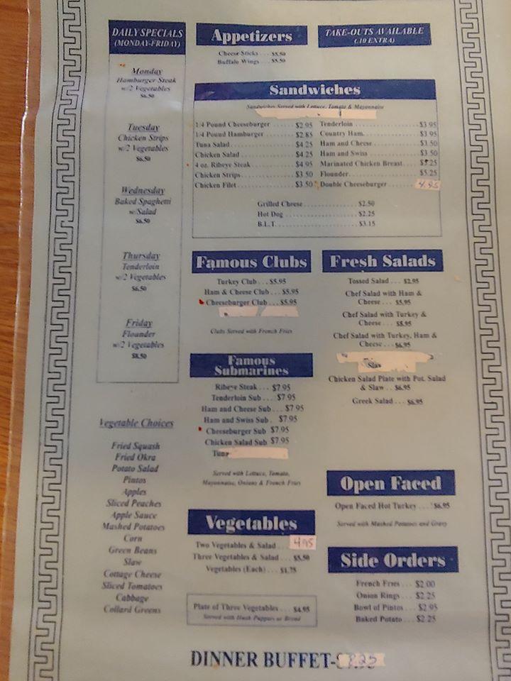Menu at Mt Olympus Family Restaurant, East Bend